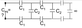 Solved Consider an infinite arrangement of capacitors shown | Chegg.com