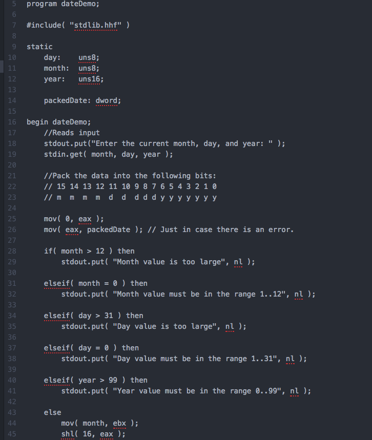 program dateDemo; #include ( "stdlib.hhf" ) static | Chegg.com