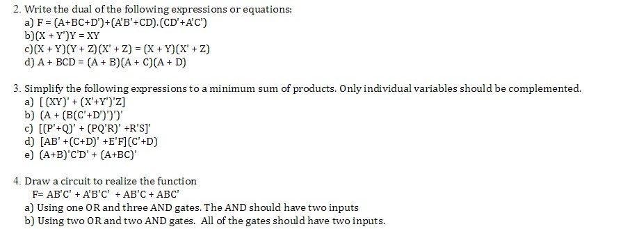 Solved Write the dual of the following expressions or | Chegg.com