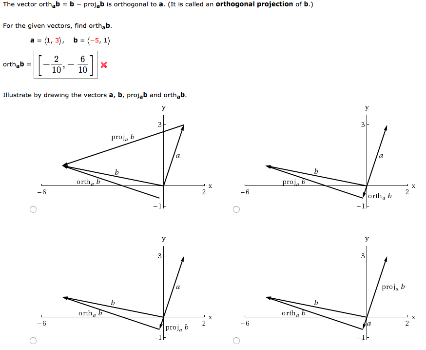Solved The vector orth_ab = b - proj_ab is orthogonal to a. | Chegg.com