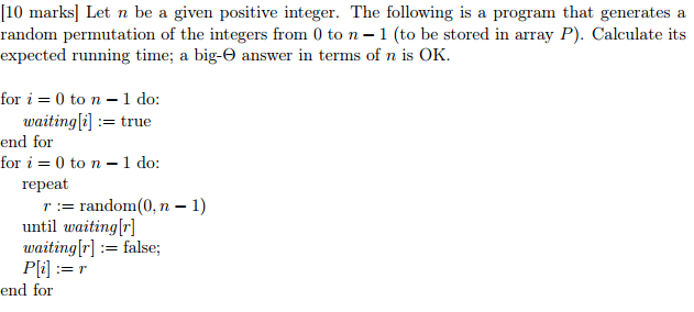 Solved Let N Be A Given Positive Integer The Following Is A 2386
