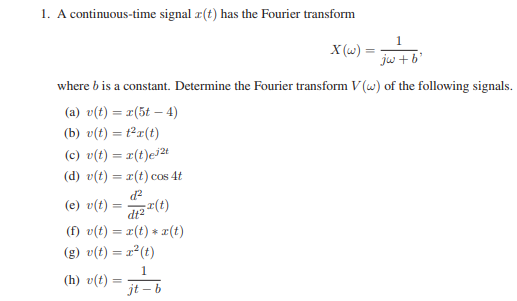 Solved 1. A continuous-time signal r(t) has the Fourier | Chegg.com