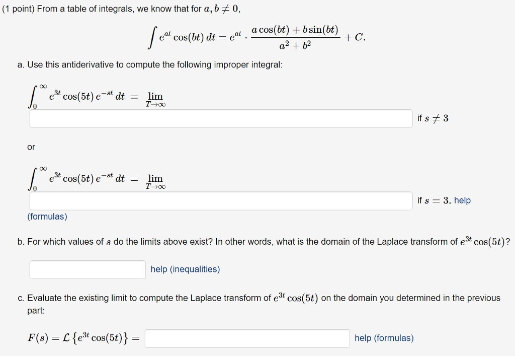 Solved From a table of integrals, we know that for a, b | Chegg.com