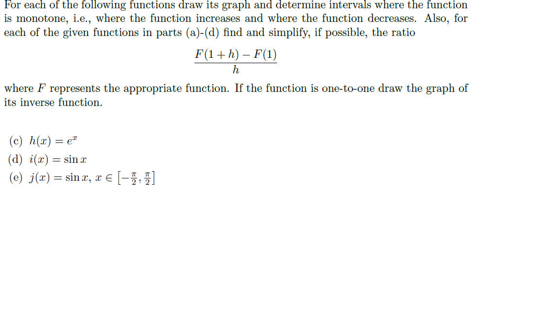 Solved For each of the following functions draw its graph | Chegg.com