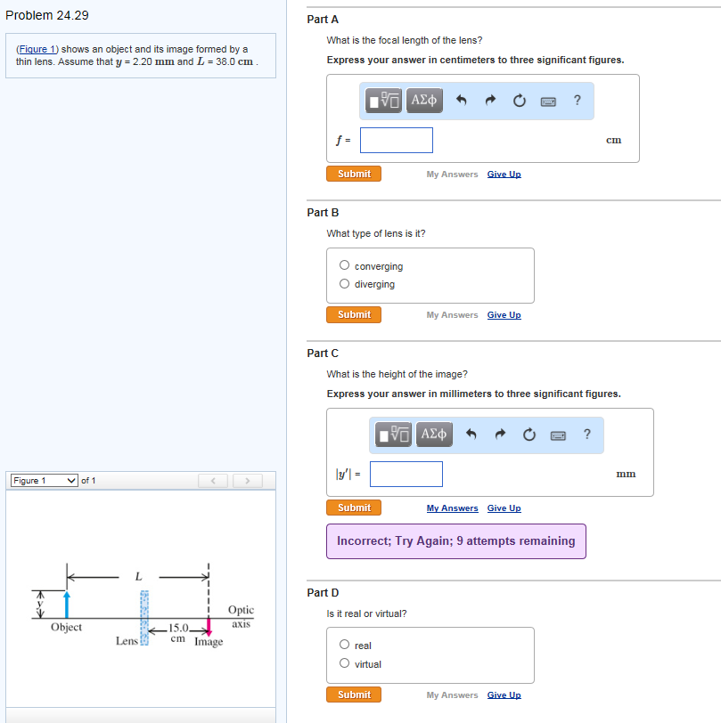 Solved Problem 24.29 (Figure 1) shows an object and its | Chegg.com