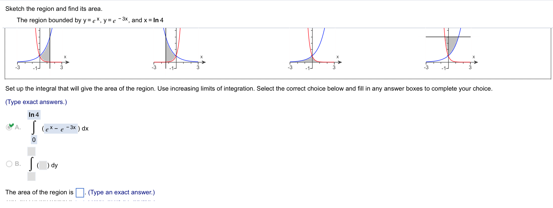 Solved Sketch the region and find its area. The region | Chegg.com