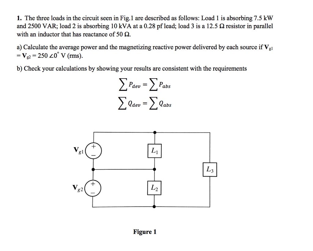 Solved The three loads in the circuit seen in Fig.l are | Chegg.com