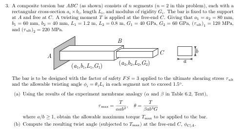 Solved A composite torsion bar ABC (as shown) consists of u | Chegg.com