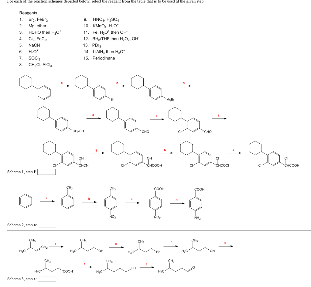 Solved For each of the reaction schemes depicted below, | Chegg.com