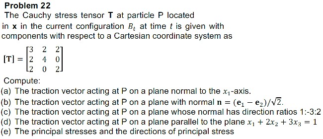 Solved Problem 22 The Cauchy stress tensor T at particle P | Chegg.com