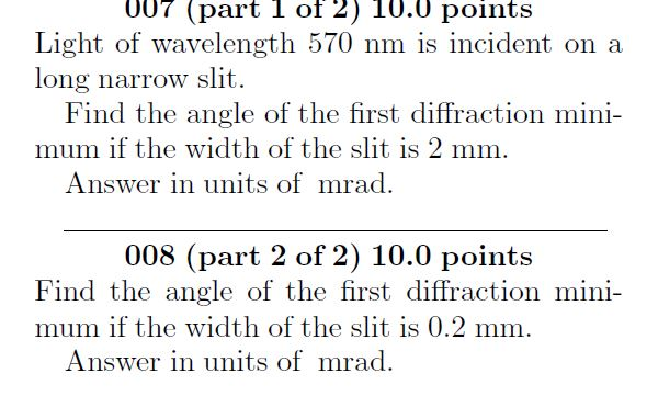 Solved Light of wavelength 570 nm is incident on a long | Chegg.com