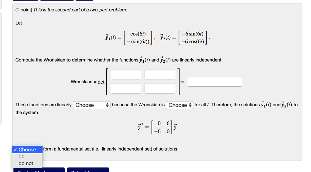Solved 1 point) This is the second part of a two-part | Chegg.com
