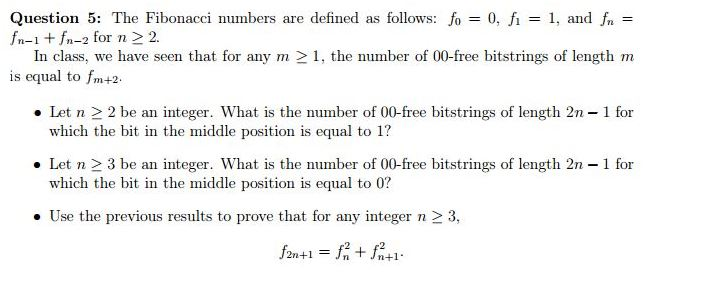 Solved The Fibonacci numbers are defined as follows: f_0 = | Chegg.com