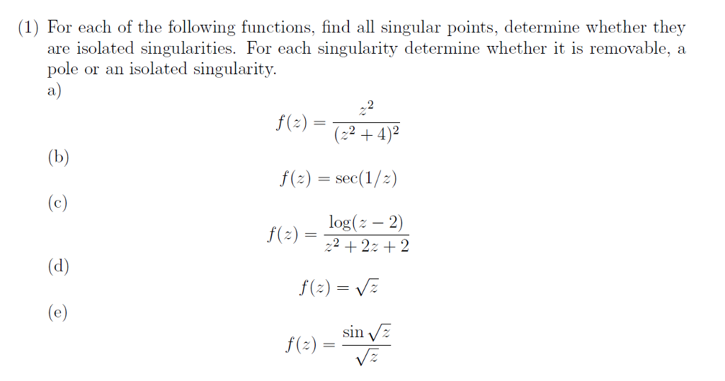 Solved For each of the following functions, find all | Chegg.com