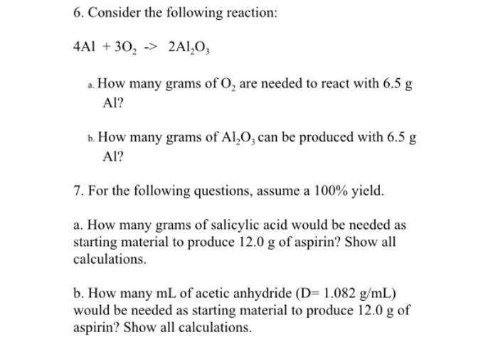 Solved Consider the following reaction: 4Al +3O_2 | Chegg.com