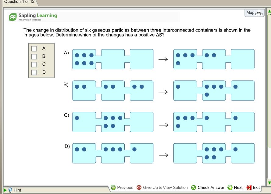 Solved The change in distribution of six gaseous particles | Chegg.com