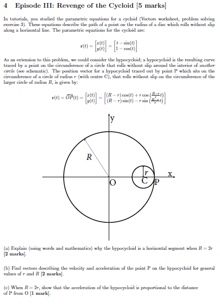 Solved 4 Episode III Revenge of the Cycloid 5 marks] In | Chegg.com