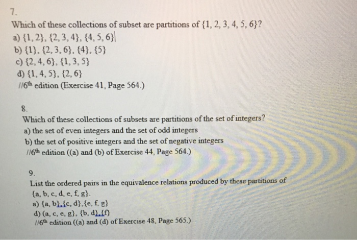 Solved Which of these collections of subset are partitions | Chegg.com