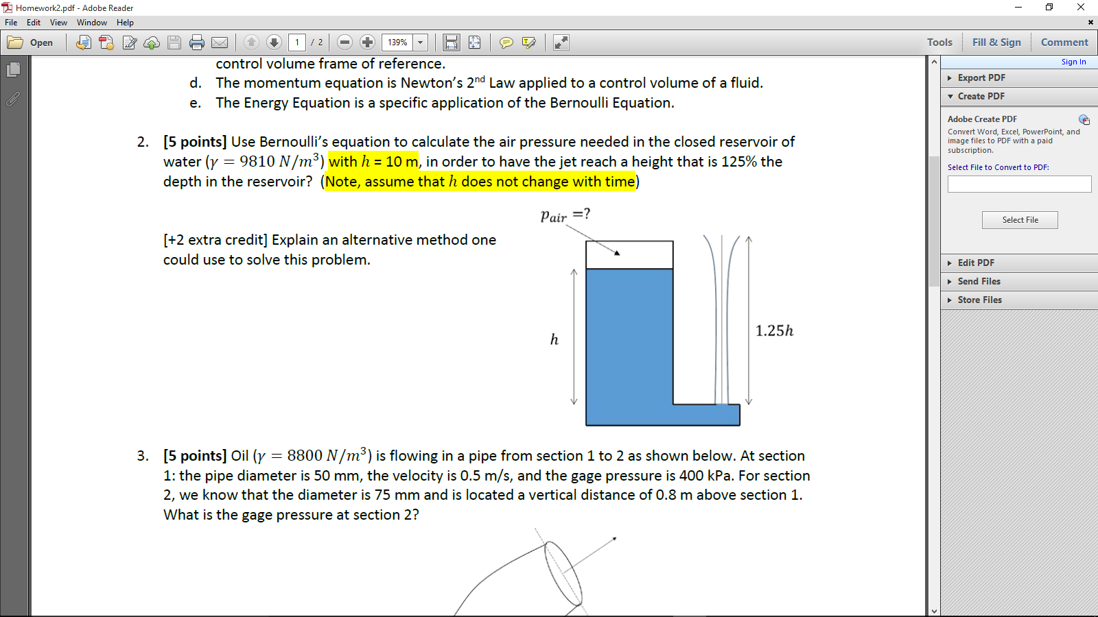 Solved Use Bernoulli's equation to calculate the air | Chegg.com