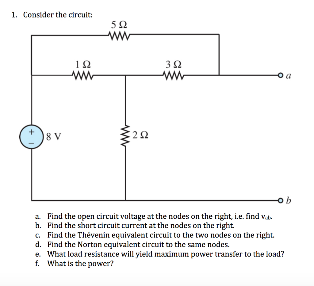 Solved: Consider The Circuit: A. Find The Open Circuit Vol... | Chegg.com