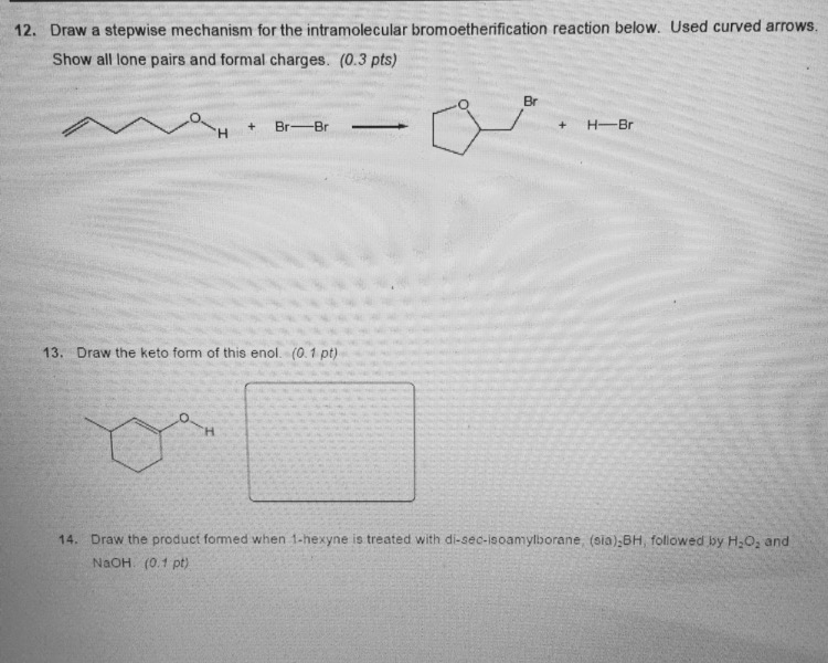 Solved 12. Draw a stepwise mechanism for the intramolecular | Chegg.com