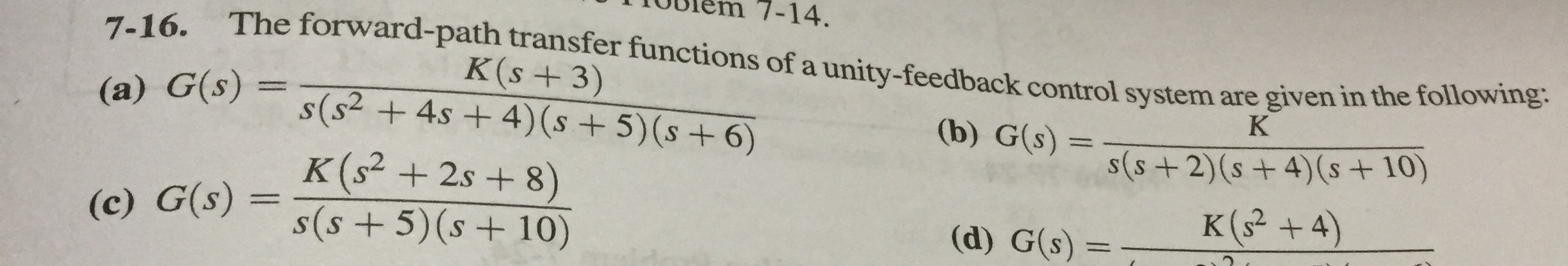 Solved The forward-path transfer functions of a | Chegg.com