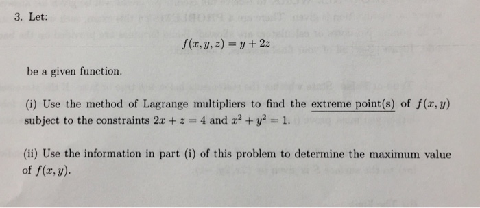 Solved: Let: F(x, Y, Z) =y + 2z Be A Given Function. Use T... | Chegg.com