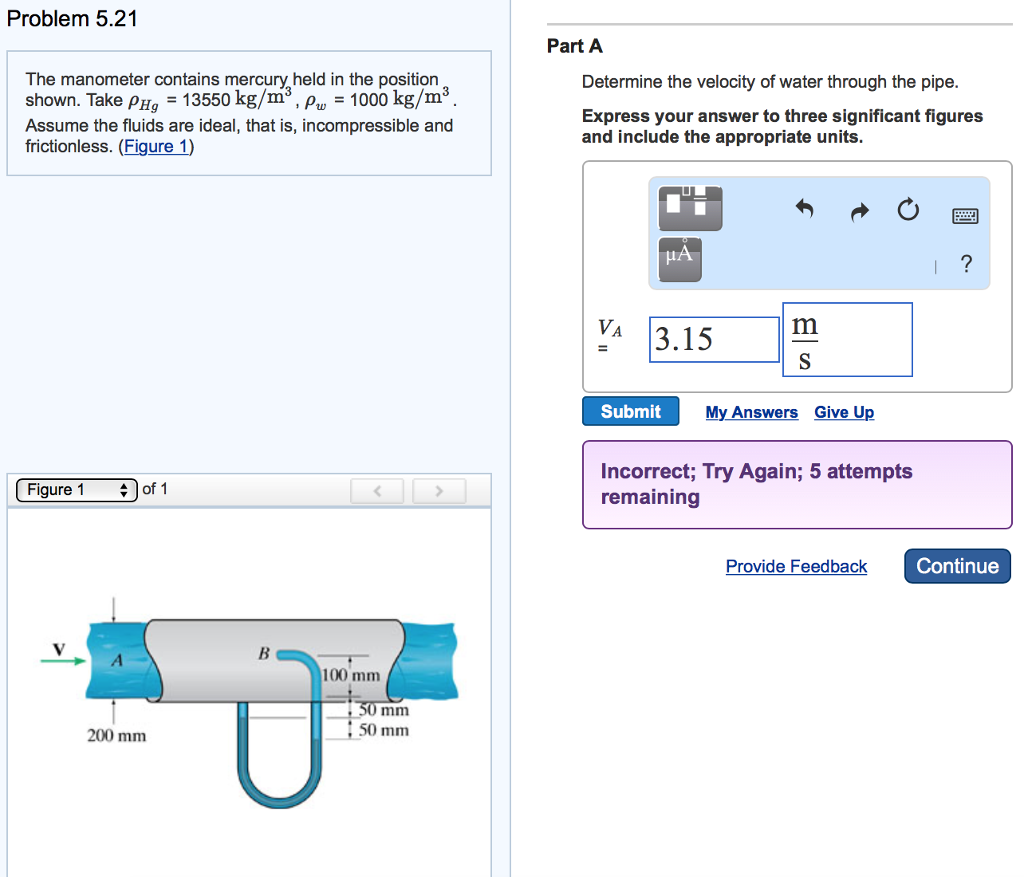 Solved Problem 5.21 Part A The manometer contains mercury. | Chegg.com