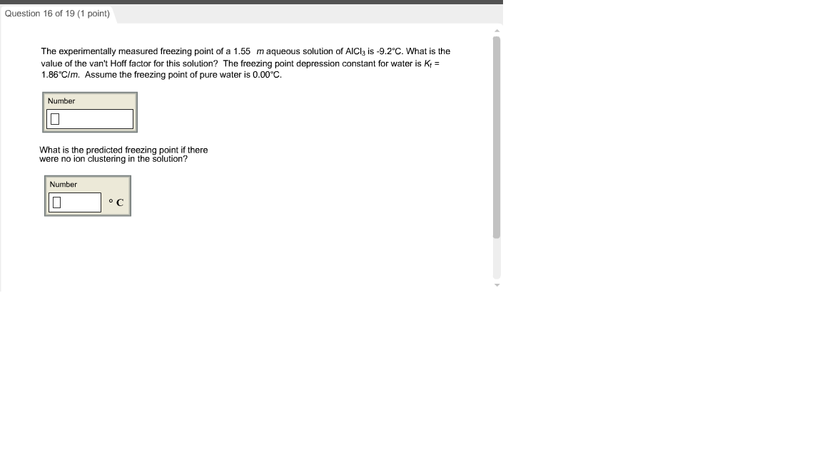 Solved The experimentally measured freezing point of a 1.55 | Chegg.com Solved The experimentally measured freezing point of a 1.55 | Chegg.com