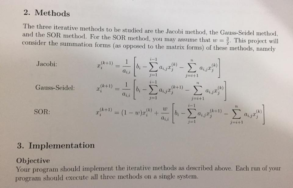 2. Methods The three iterative methods to be studied | Chegg.com