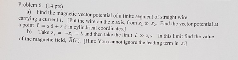 Solved Problem 6. (14 pts) a) Find the magnetic vector | Chegg.com