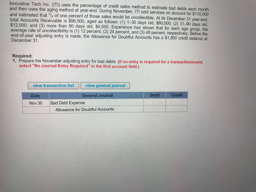 Solved Innovative Tech Inc. (ITI) uses the percentage of | Chegg.com