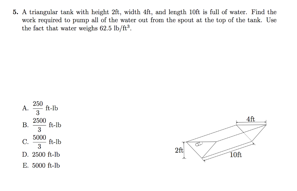 Solved A triangular tank with height 2ft, width Aft, and | Chegg.com