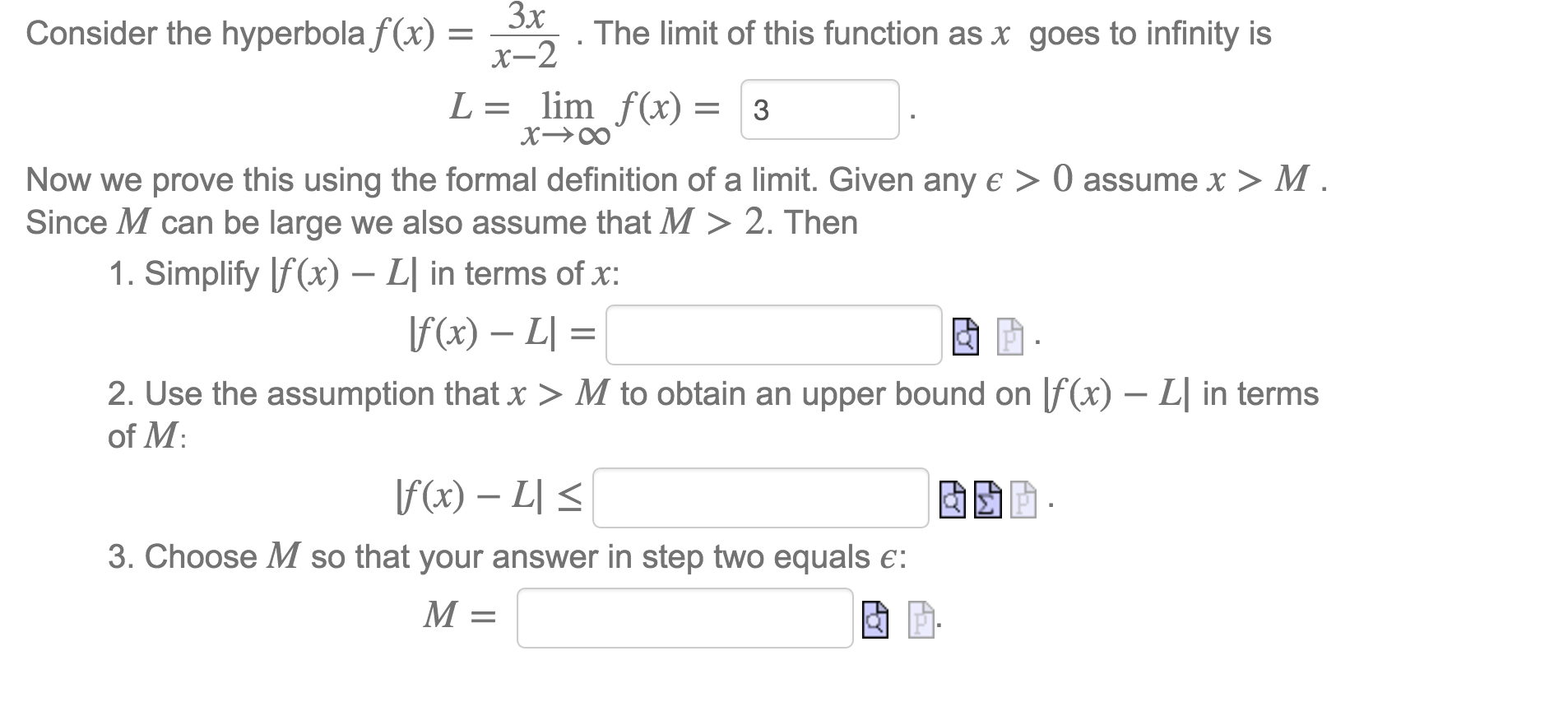 Solved Consider the hyperbola f(x) = 3X/X-2. The limit of | Chegg.com