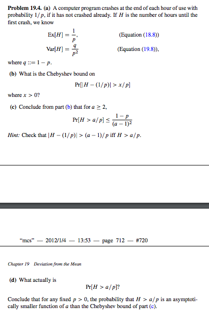 Solved Problem 19.4. (a) A computer program crashes at the | Chegg.com