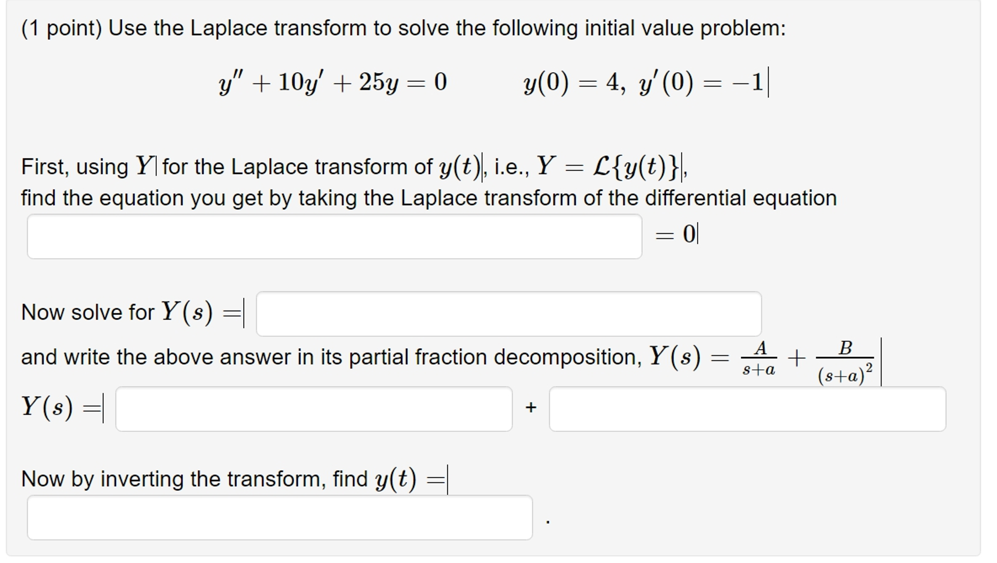 Solved Use the Laplace transform to solve the following | Chegg.com
