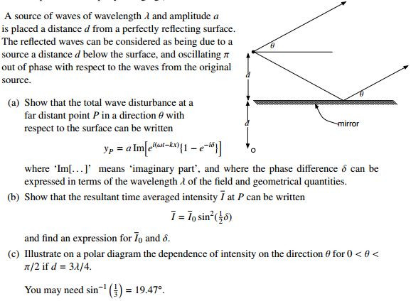 A source of waves of wavelength lambda and amplitude | Chegg.com