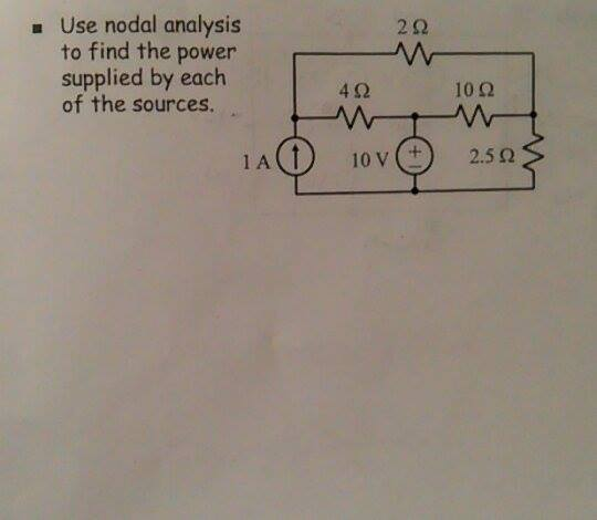 Solved Use nodal analysis to find the power supplied by each | Chegg.com