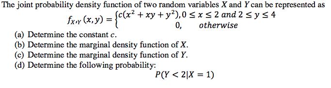 Solved The joint probability density function of two random | Chegg.com
