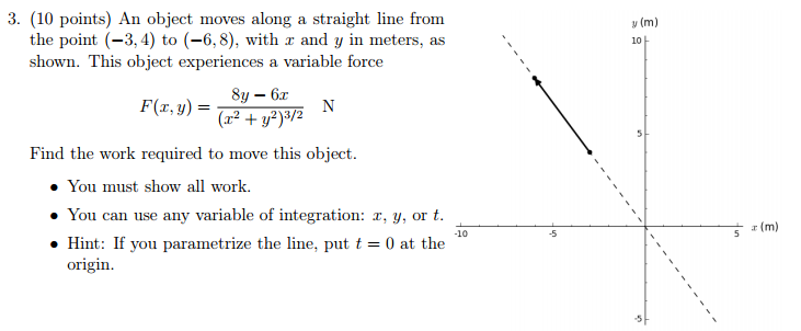 Solved An object moves along a straight line from the point | Chegg.com