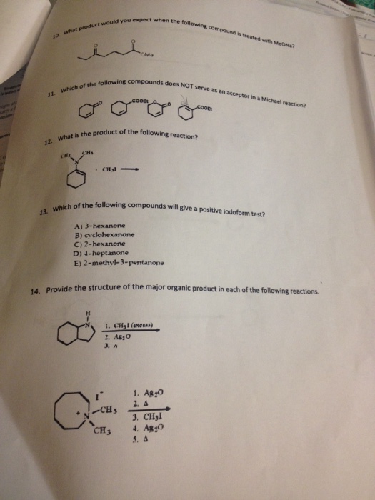 Solved What product would you expect when the following | Chegg.com