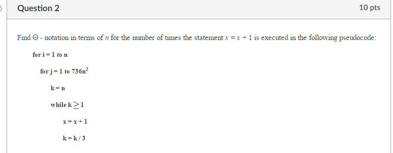 Solved Find Theta - notation in terms of n for the number of | Chegg.com