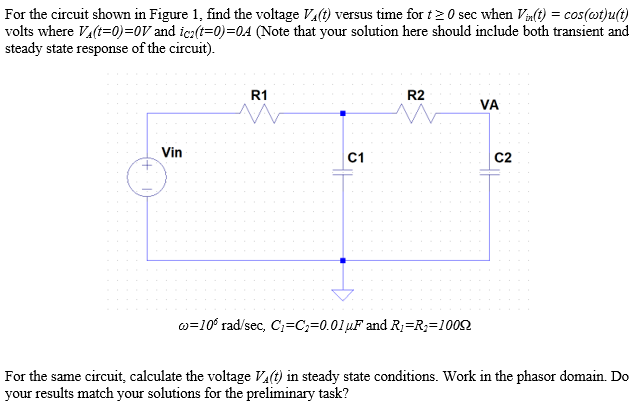 Solved For the circuit shown in Figure 1, find the voltage | Chegg.com