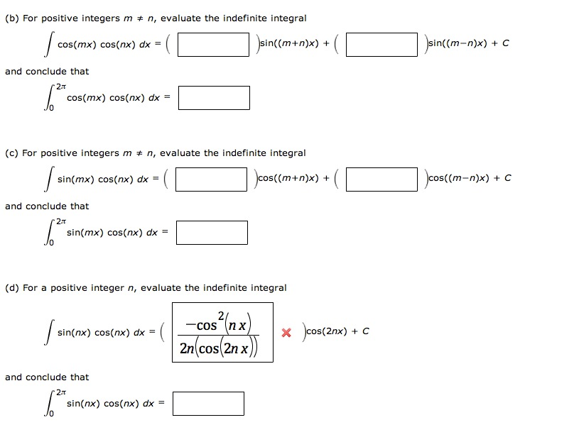 Solved (b) For positive integers m n, evaluate the | Chegg.com