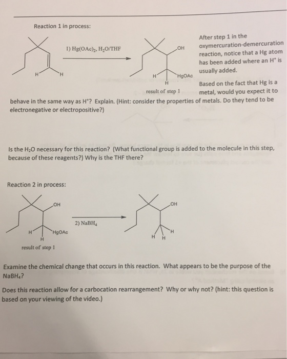 Solved After Step 1 In The Oxymercuration Demercuration