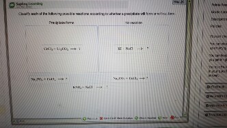 classify each of the following possible reactions | Chegg.com