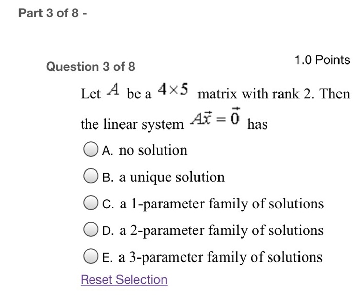 Solved Let A be a 4 Times 5 matrix with rank 2. Then the | Chegg.com