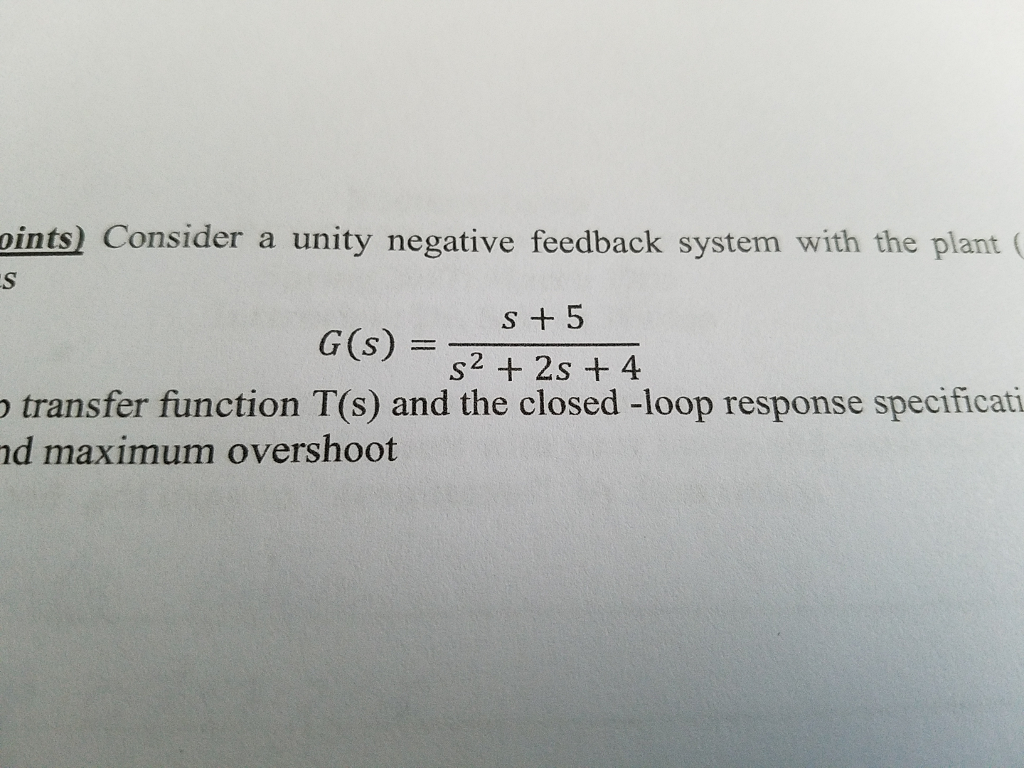 Solved Consider a unity negative feedback system with the | Chegg.com