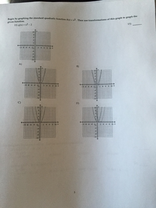 Solved Begin by graphing the standard quadratie function | Chegg.com