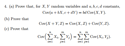 Solved Prove that, for X, Y random variables and a.b,c,d | Chegg.com